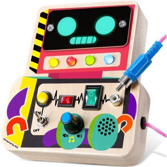 Toys | Sensory Busy Board Toddler Toys Montessori Wooden Robot Button ...